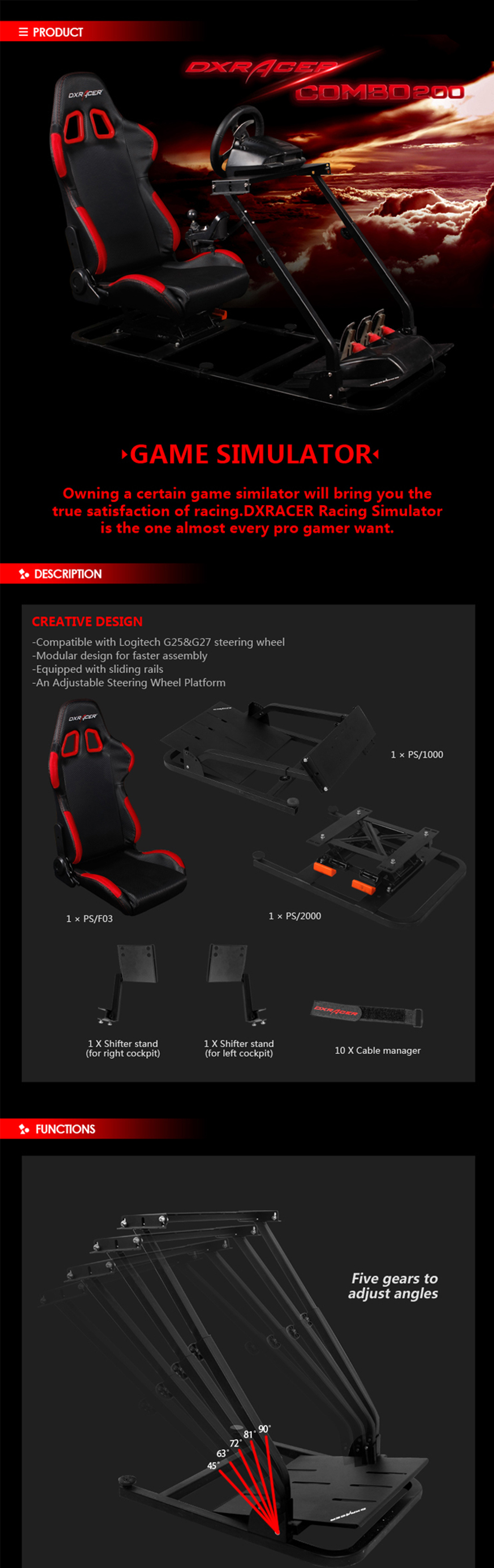 DXRacer Racing Simulator with Seat Combo (3 Parts) - Umart.com.au