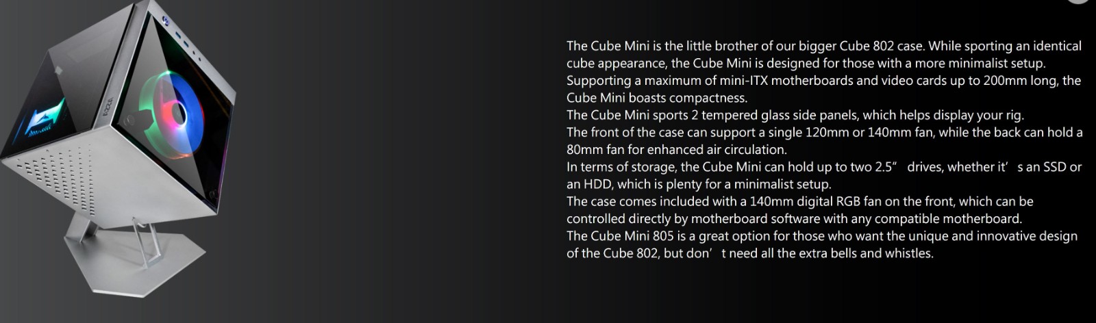 AZZA Cube Mini 805 ARGB Tempered Glass ITX Case - Umart.com.au