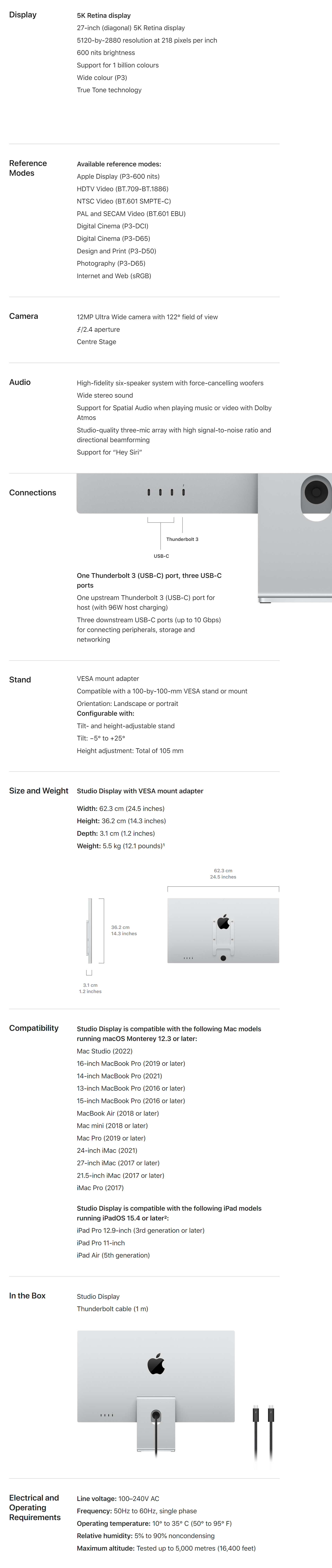 Apple Studio Display 27in 5k Retina Display Monitor - Standard Glass ...
