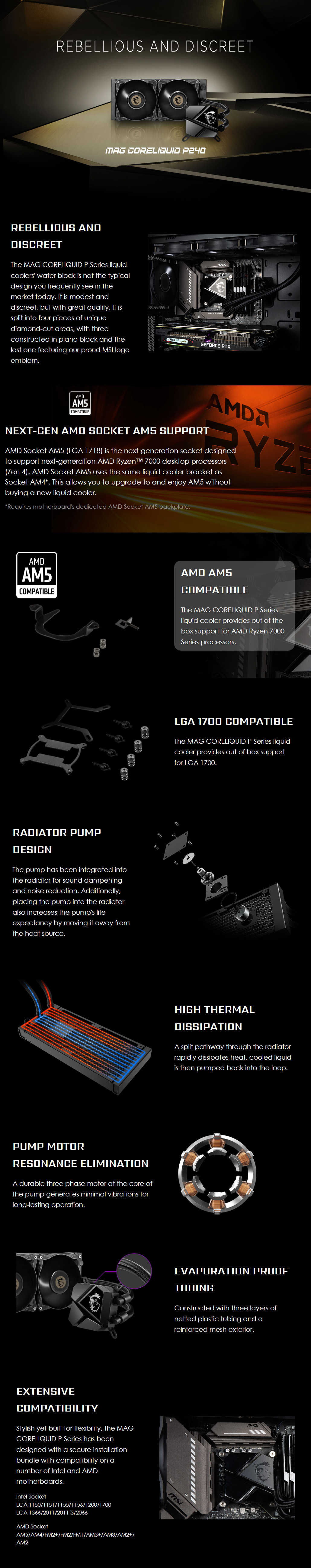 MSI MAG CoreLiquid P240 240mm ARGB AIO Liquid CPU Cooler - msy.com.au