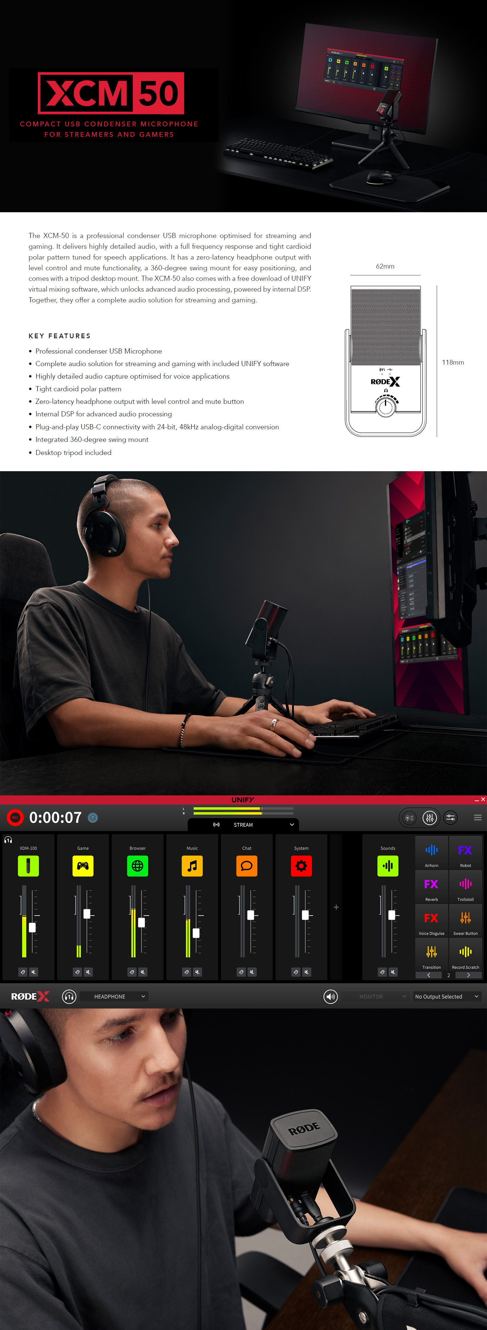 Rode X XCM50 Professional Condenser USB Microphone Designed for Gamers ...