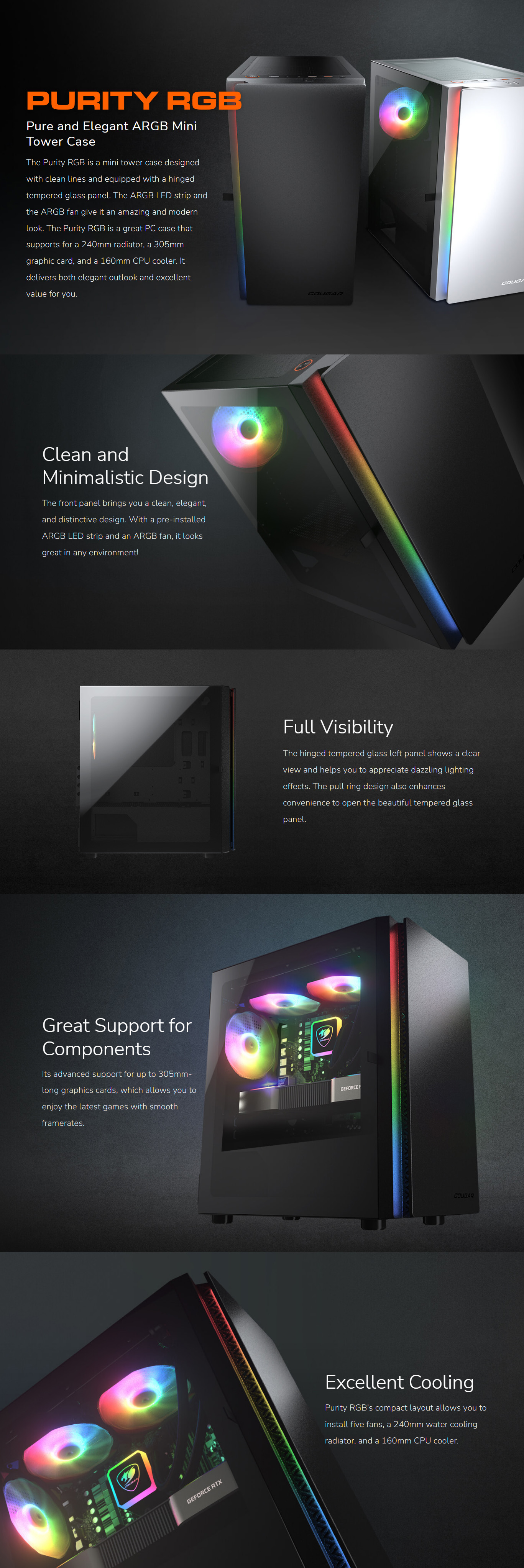 Cougar Purity RGB White Mini Tower mATX Case (PURITY RGB WHITE) - msy ...