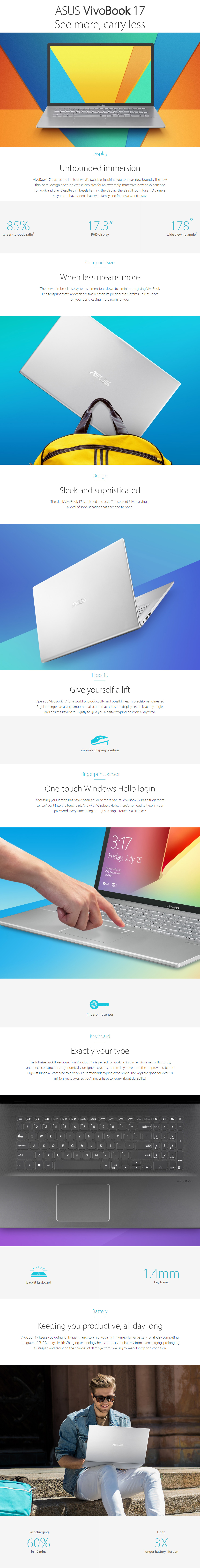 Asus VivoBook 17.3in FHD i5 1135G7 256GB SSD 8GB RAM W11H Laptop ...