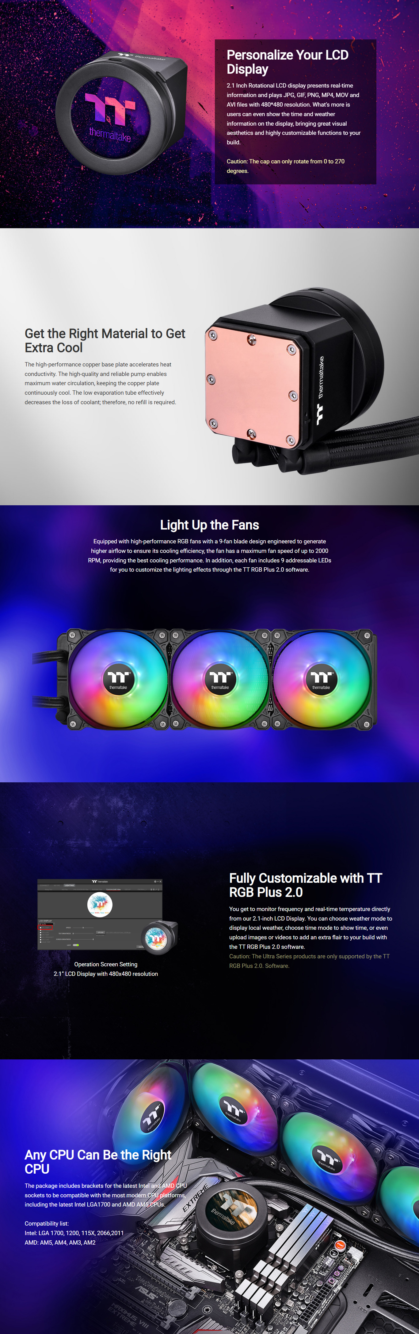 Thermaltake Floe Ultra 360mm RGB AIO CPU Liquid Cooler (CL-W350-PL12SW ...