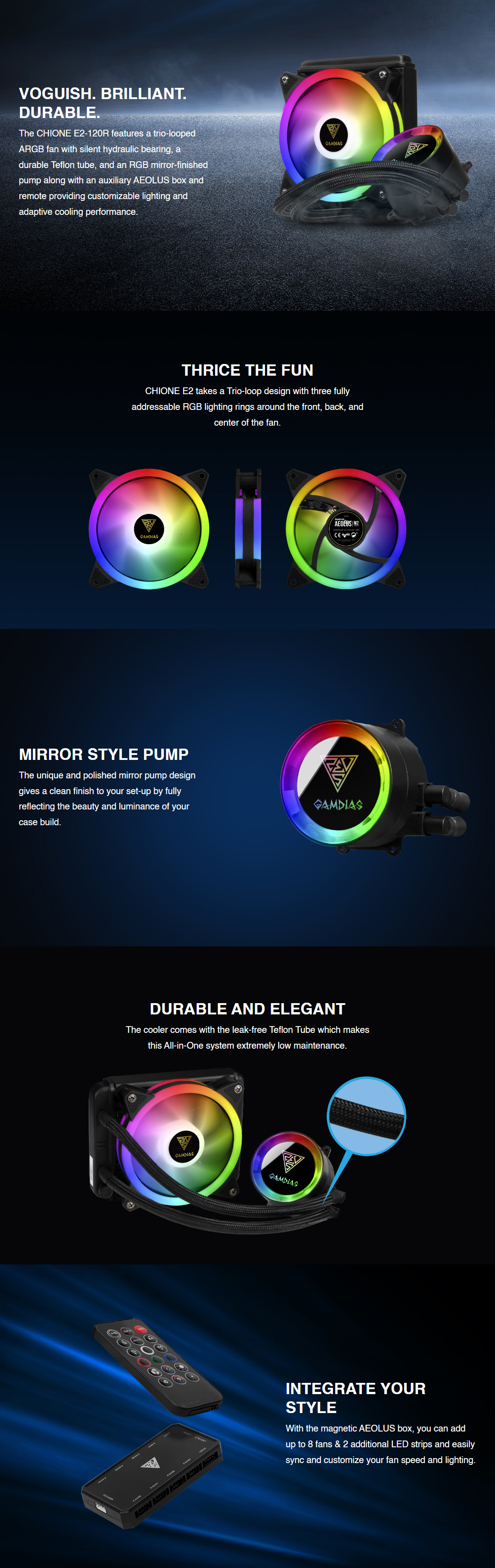 Gamdias Chione E2-120R 120mm ARGB CPU AIO Liquid CPU Cooler - msy.com.au