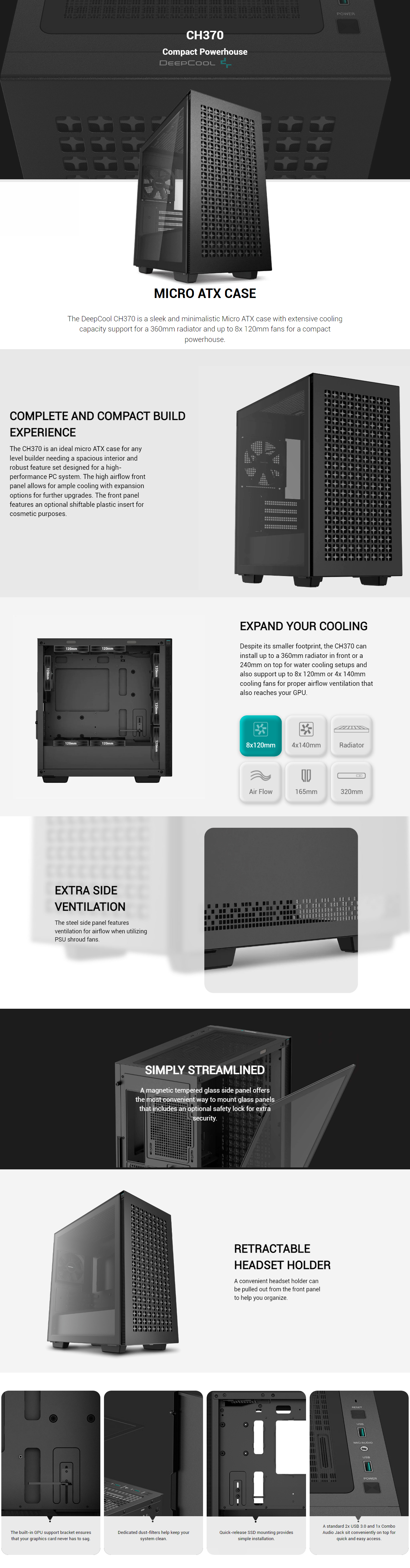 Deepcool Black CH370 Micro ATX Case (DP-R-CH370-BKNAM1-G-1) - msy.com.au