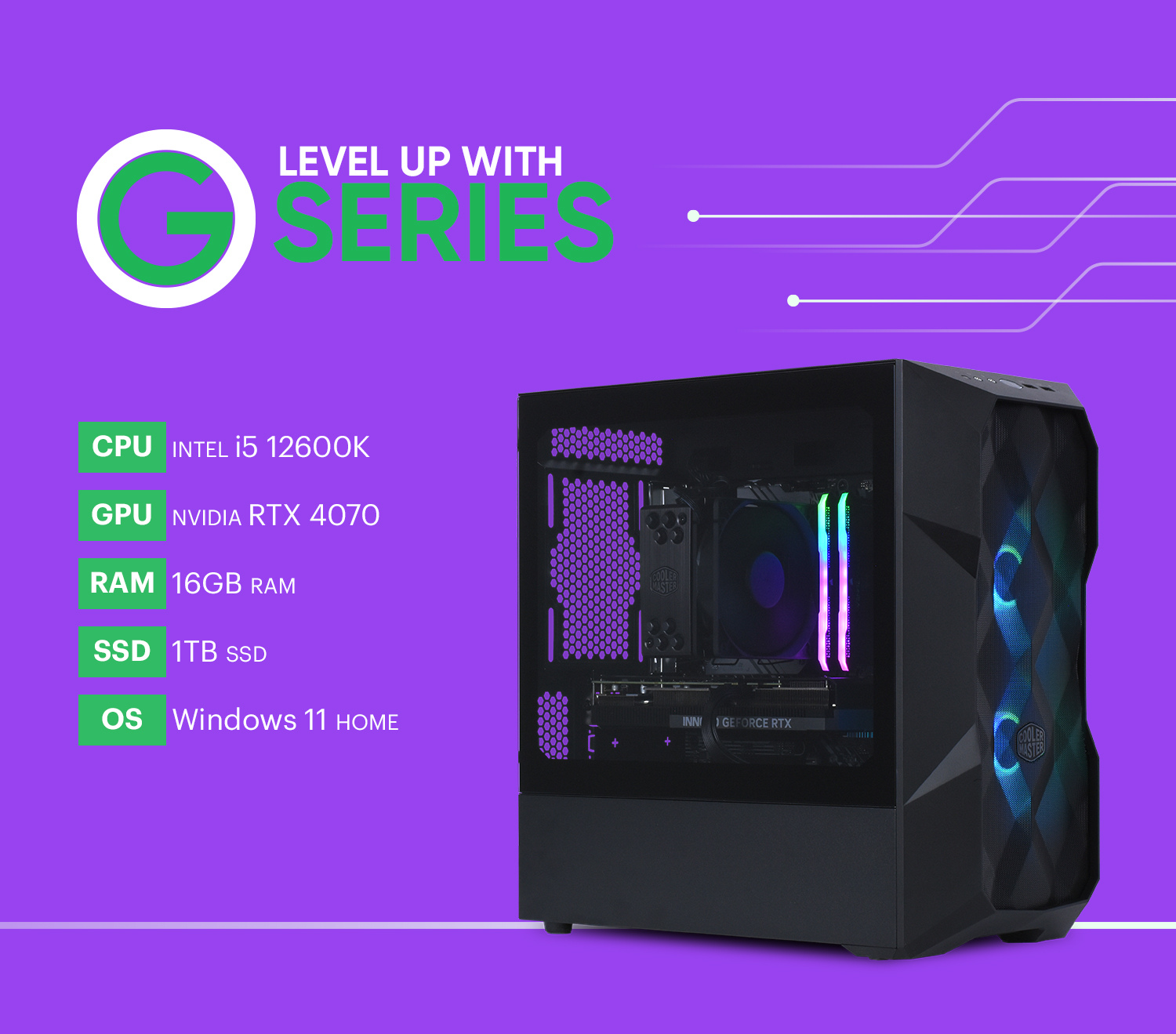 G5 Core Intel 12th Gen i5 GeForce RTX 4070 Gaming PC 55403 - msy.com.au