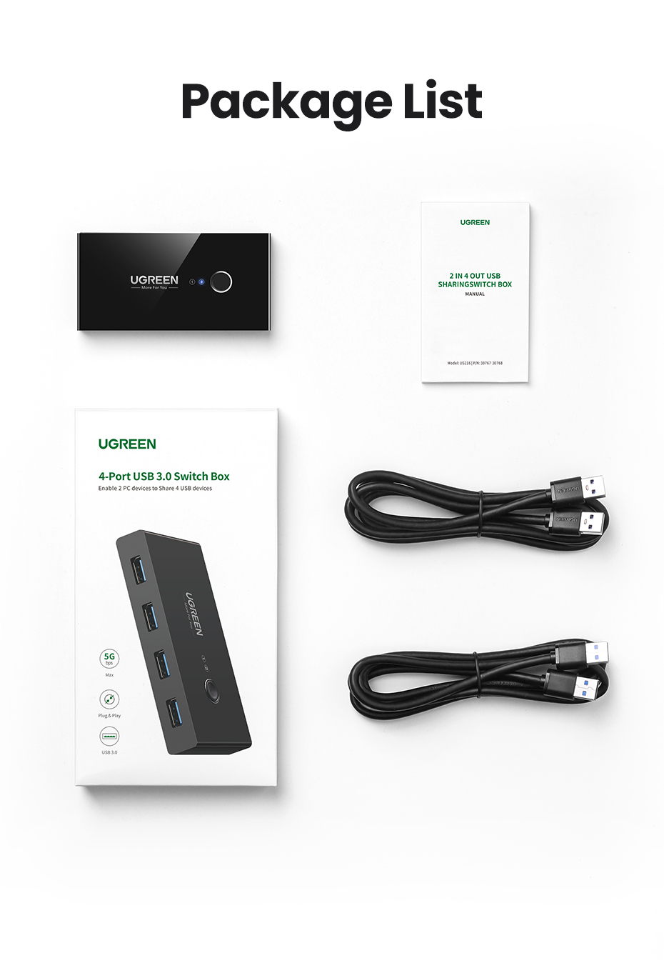 UGREEN 2 In 4 Out USB 2.0 Sharing Switch Box - msy.com.au