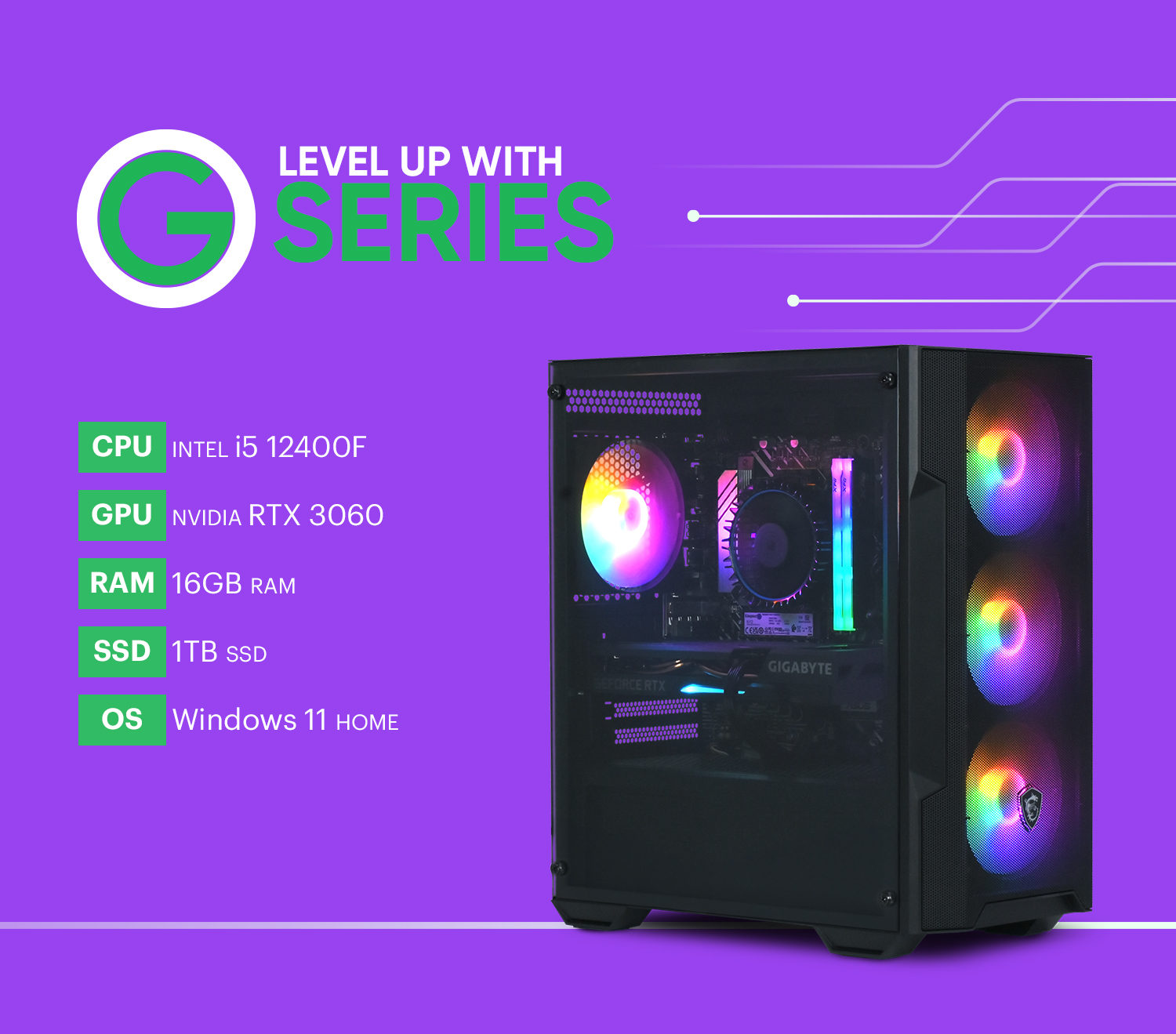 G5 Core Intel 12th Gen i5 GeForce RTX 3060 12G Gaming PC 55411 - Umart ...