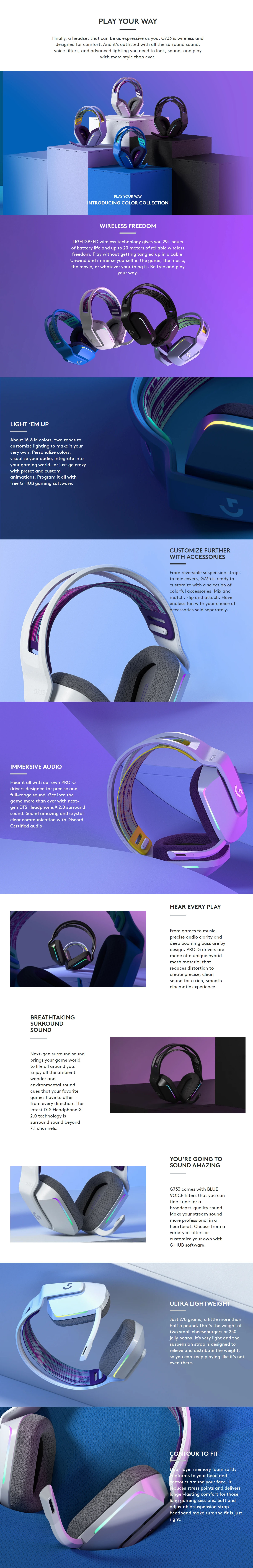 Logitech G733 LightSpeed Wireless RGB Gaming Headset - Lilac (981 ...