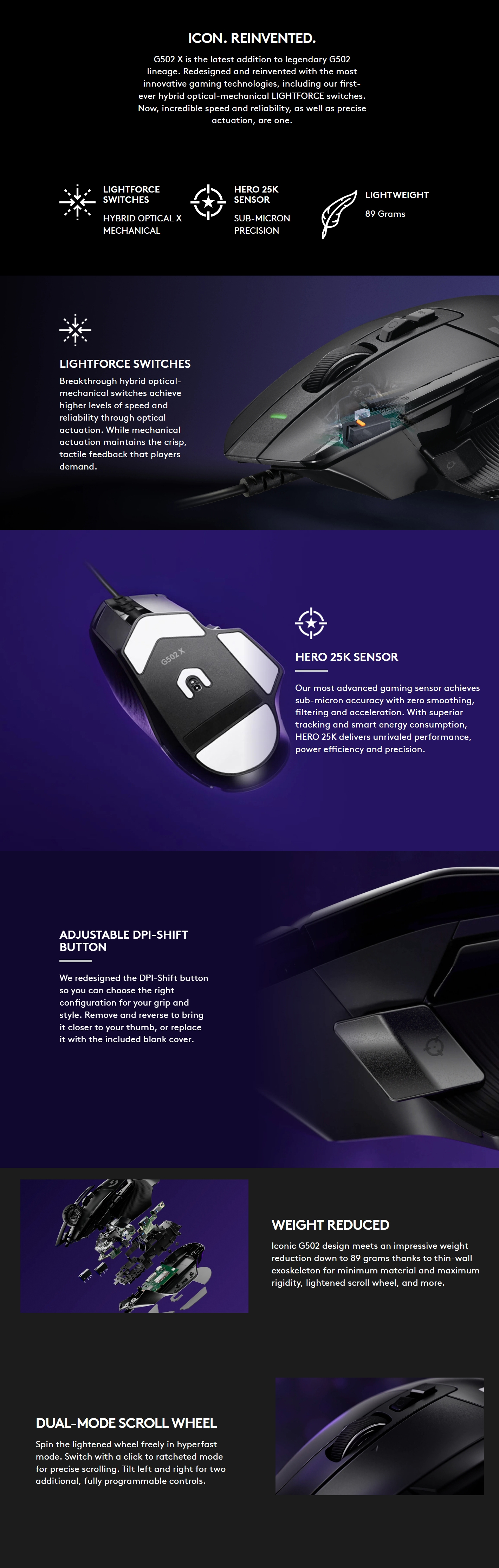 Logitech G502 X Wired Optical Gaming Mouse - Black (910-006140) - msy ...