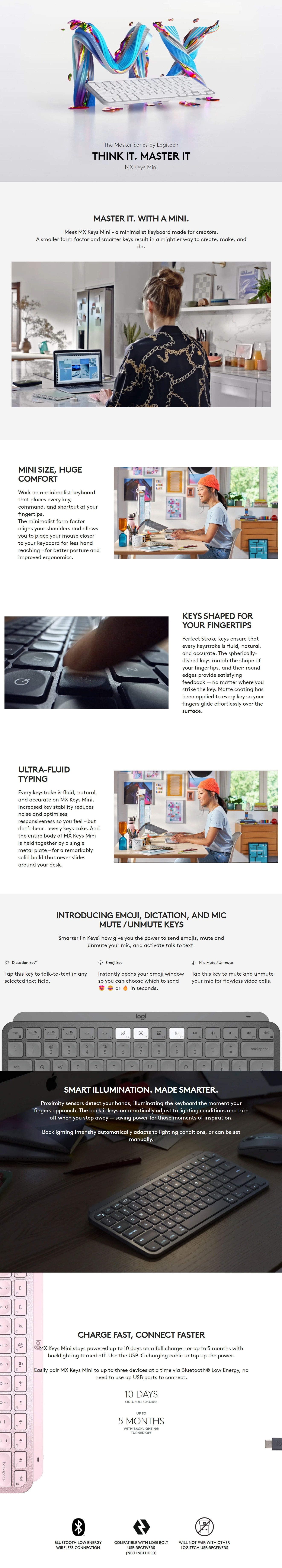 Logitech MX Keys Mini Wirless Illuminated Keyboard - Rose (920-010507 ...