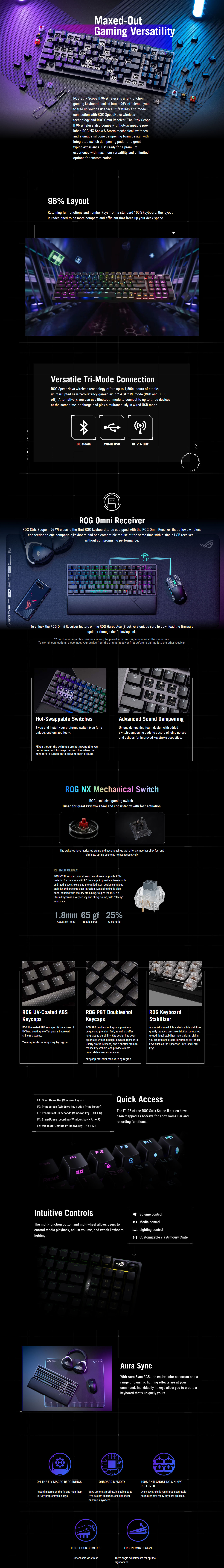 Asus ROG Strix Scope II 96 Wireless Gaming Keyboard Storm Switch ...