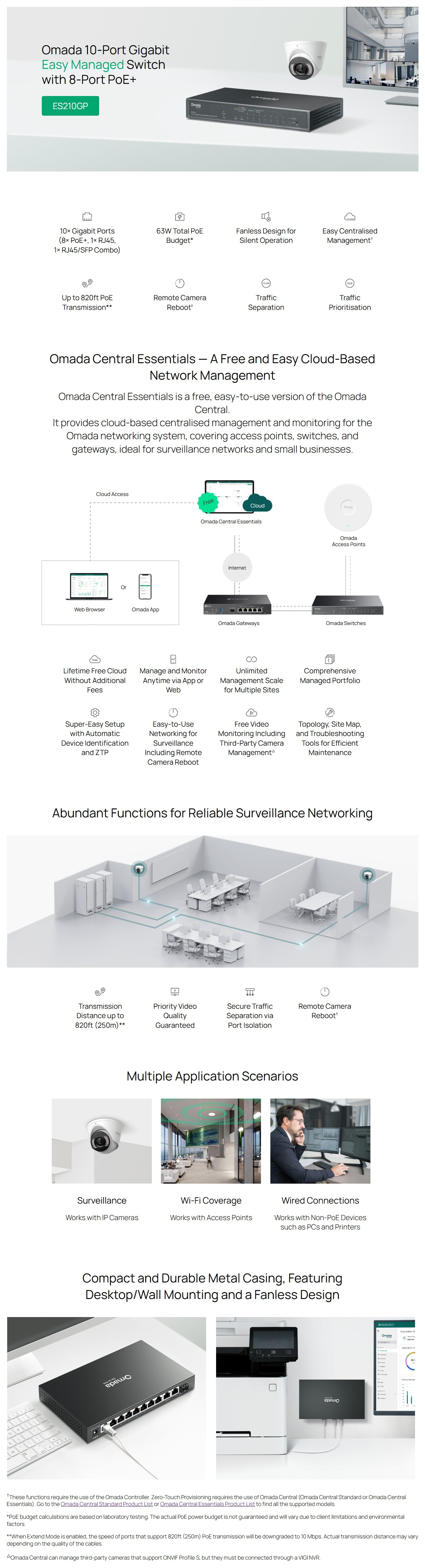 TP-Link Omada 10-Port Gigabit Easy Managed Switch with 8-Port PoE+ ...