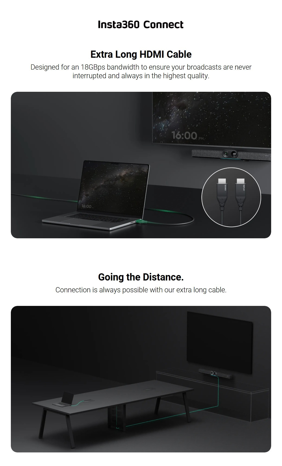 Insta360 Connect Extra Long HDMI Cable - 30m (CINSBABK) - Umart.com.au