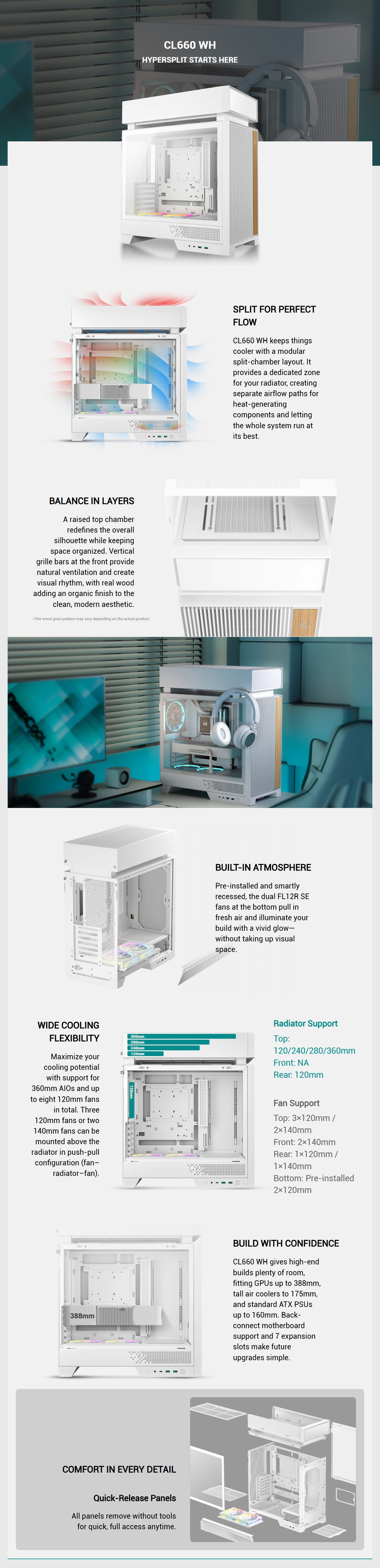 DeepCool CL660 ATX Case - White (R-CL660-WHNNA0-G-1) - msy.com.au