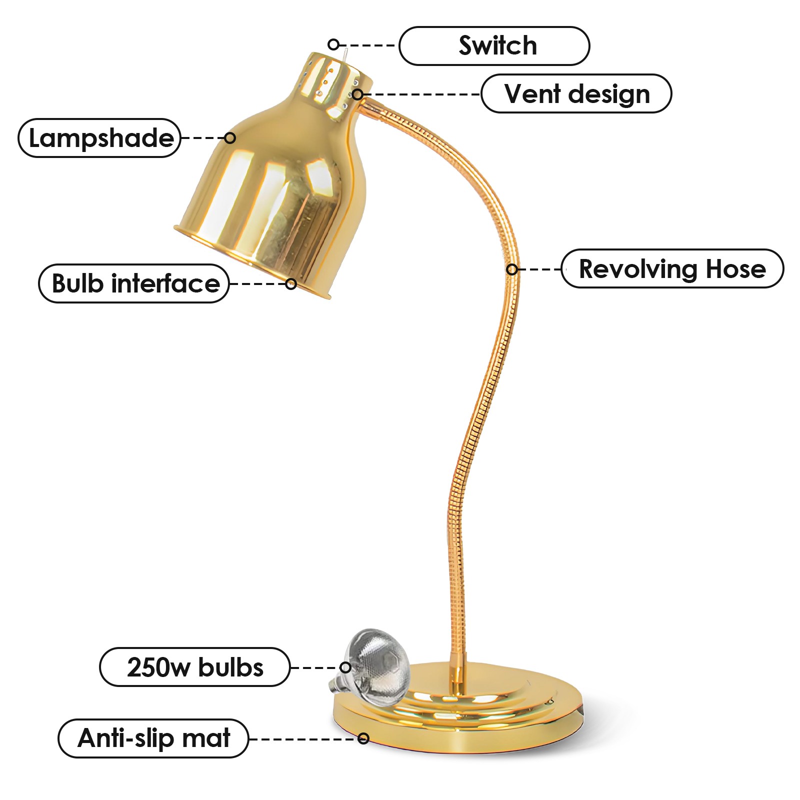 Single Head Food Heating Lamp, Universal Hose Barbecue Lamp for Self ...