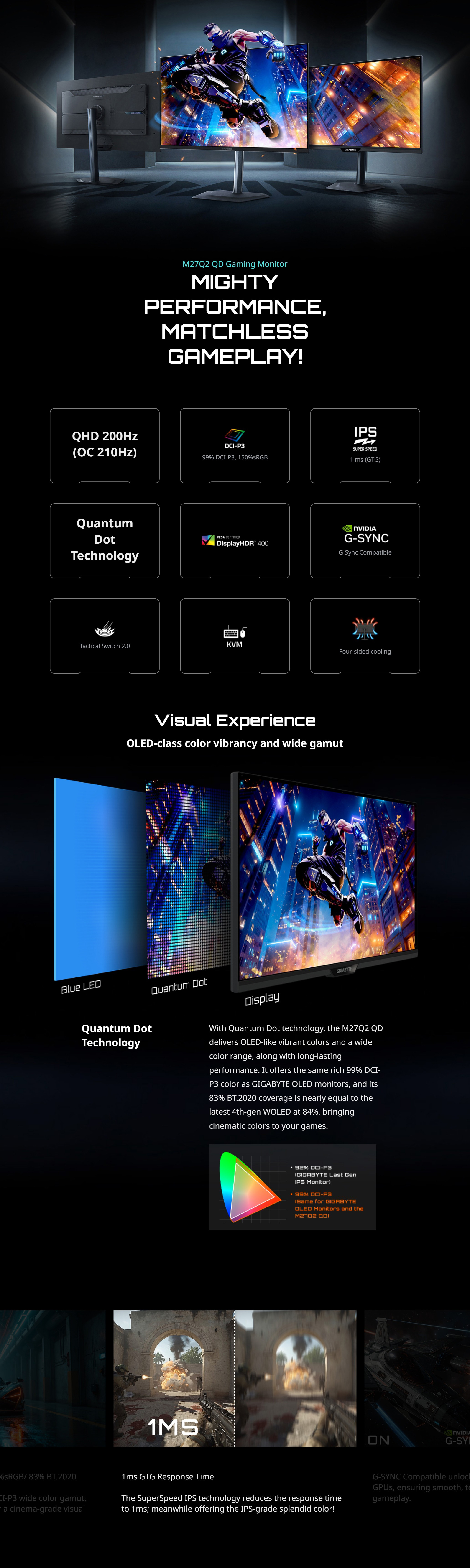 Gigabyte 27in QHD 200Hz SS IPS Edge Gaming Monitor (M27Q2) - Umart.com.au