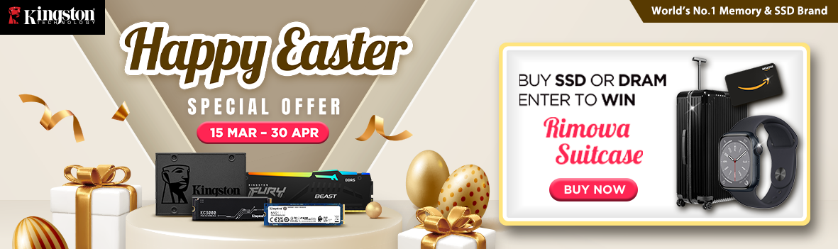 Kingston Happy Easter Special Offer - Buy SSD or RAM Enter to Win Rimowa