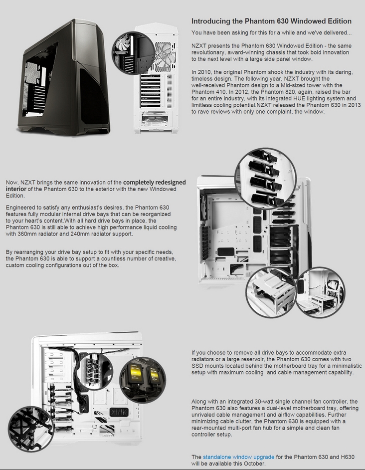 NZXT Phantom 630 Matte Black Full Tower case No PSU w Window - Umart.com.au