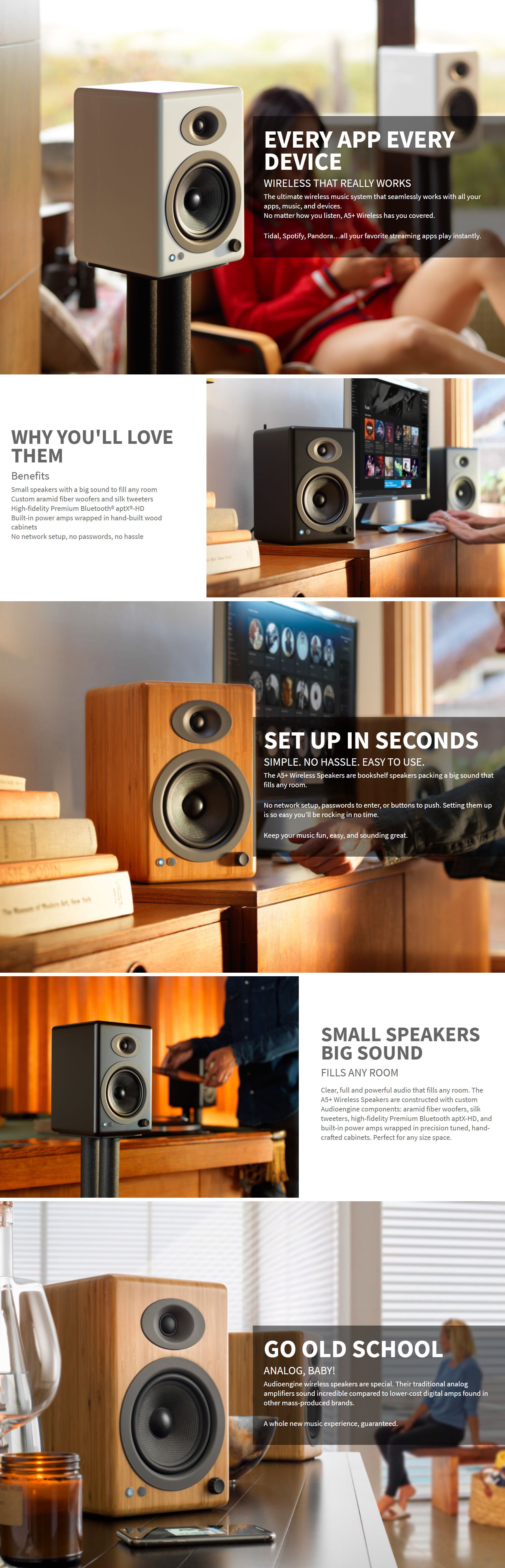 Audioengine 5+ Wireless Active Speakers - Solid Bamboo (90023815 ...