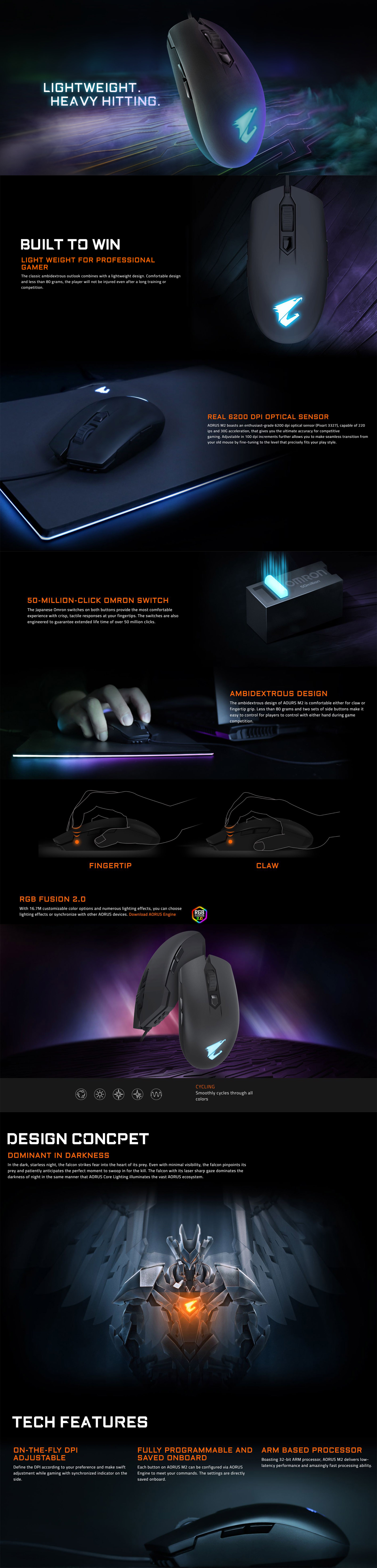 Gigabyte Aorus M2 Optical RGB Gaming Mouse (AORUS-M2) - Umart.com.au