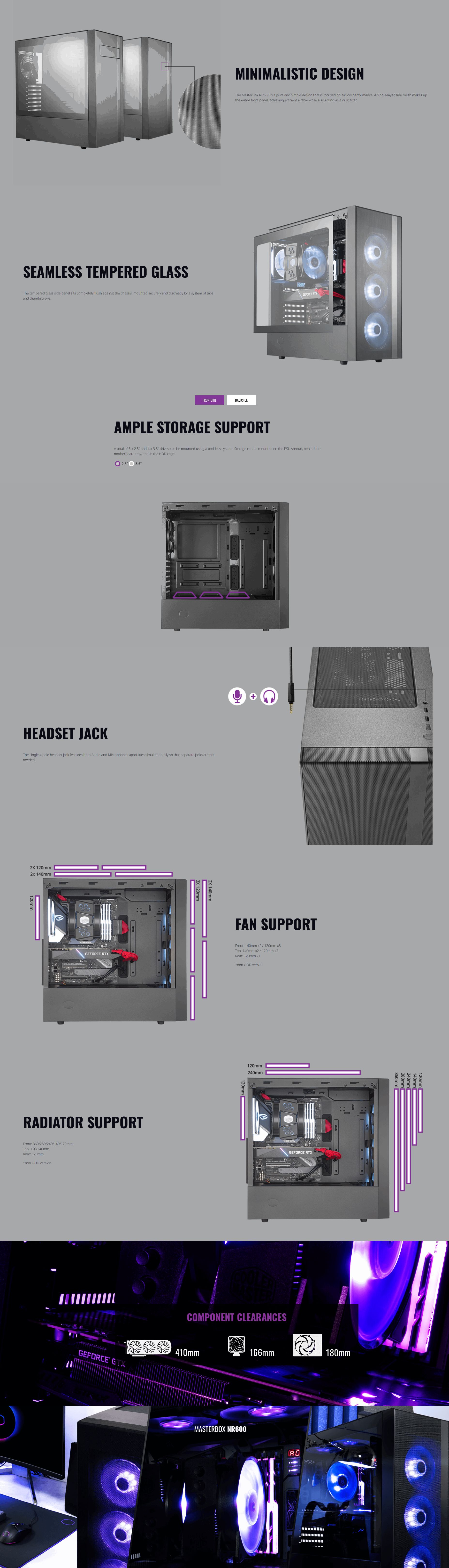 Cooler Master MasterBox NR600 Tempered Glass ATX Mid Tower Case (MCB ...
