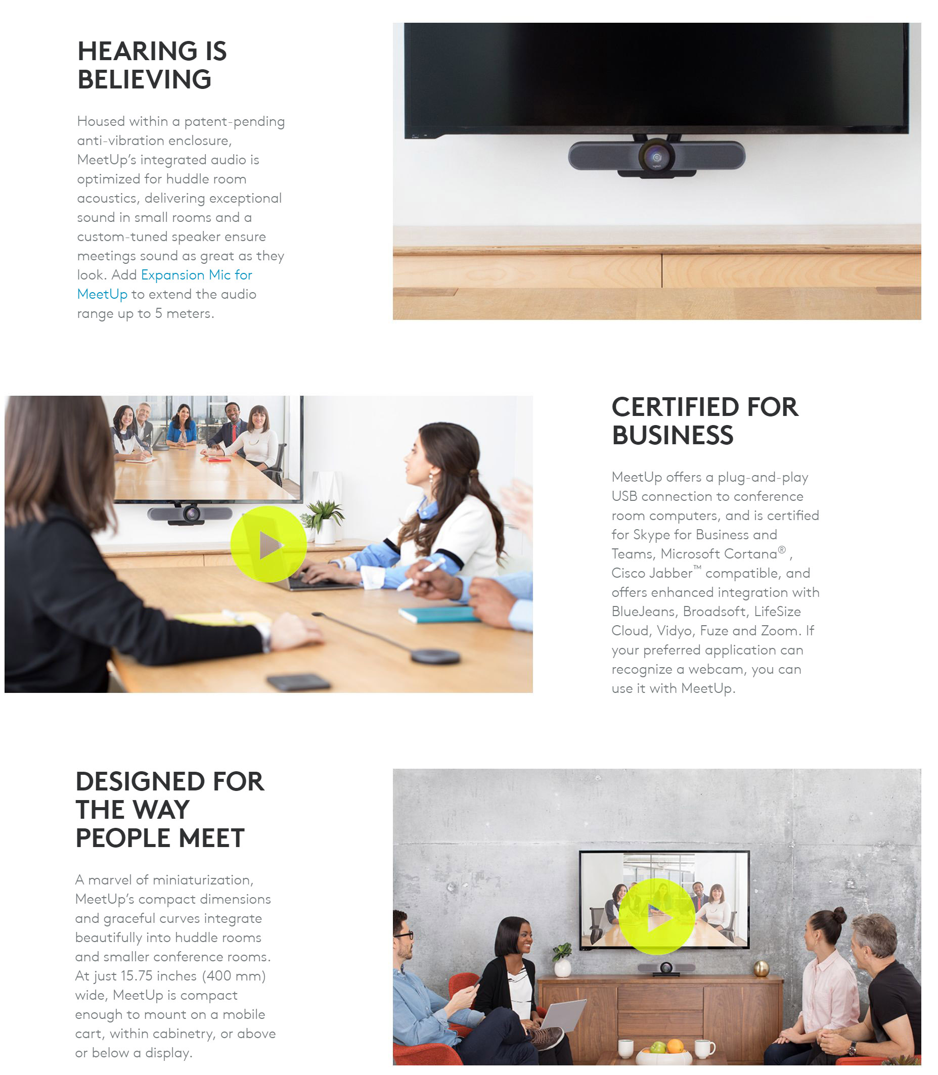 Logitech Meetup 4K ConferenceCam + Sony 50in FHD ProBRAVIA TV (960 ...