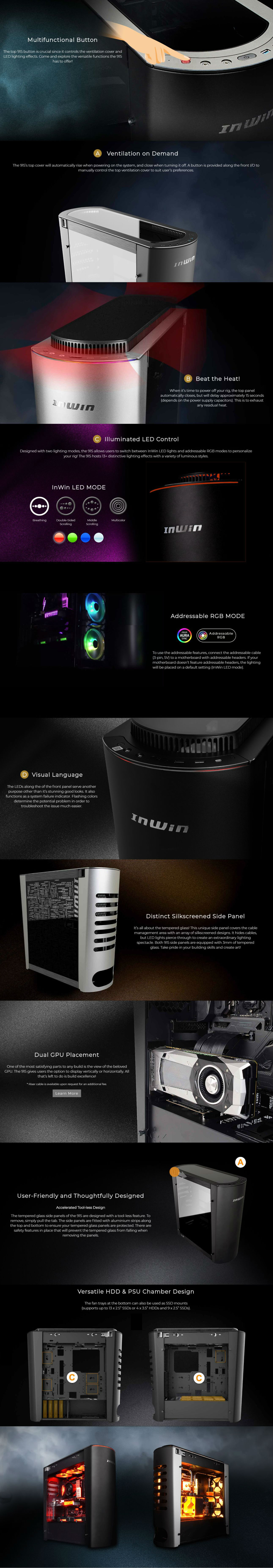 Inwin 915 Aluminium Tempered Glass Full Tower EATX Case - Black (915 ...