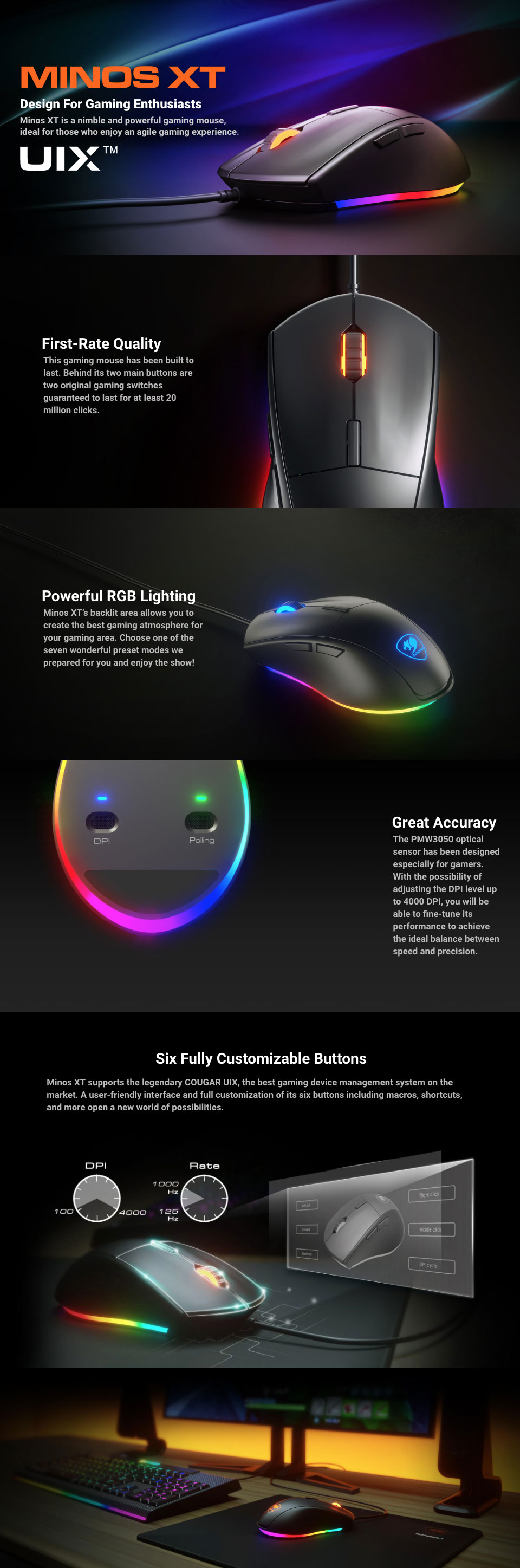 Cougar Minos XT RGB Gaming Mouse - Umart.com.au
