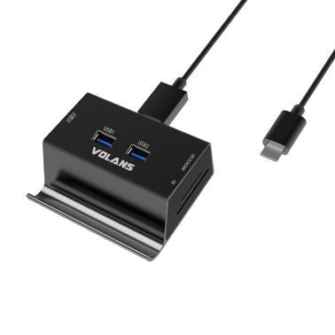Volans Aluminium USB Type-C to USB 3.0 and Card Reader Hub (VL-HB03R-C ...