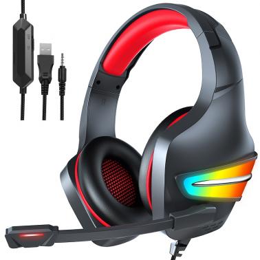J6 Wired Gaming Headset RGB LED Light Effect Computer PC Headphone for ...