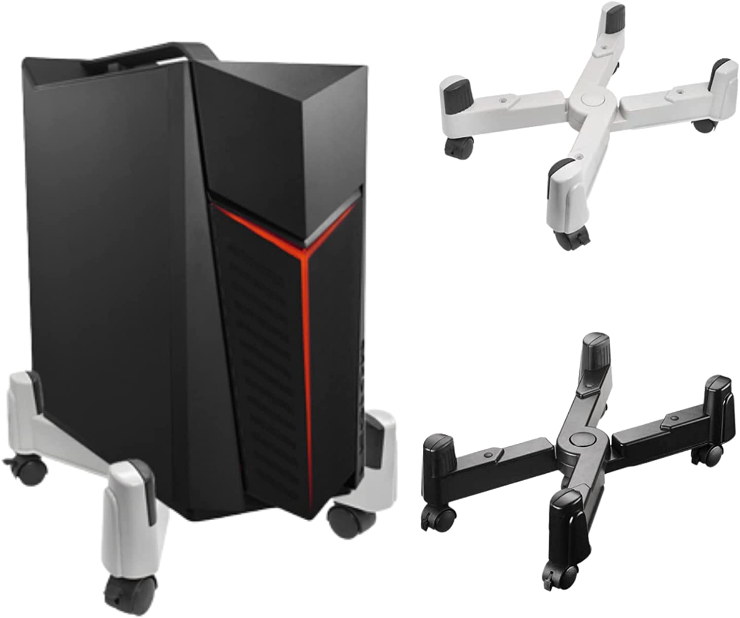 PC Stand with Casters 5-Wheel Mobile Desktop Tower Computer Floor Stand ...