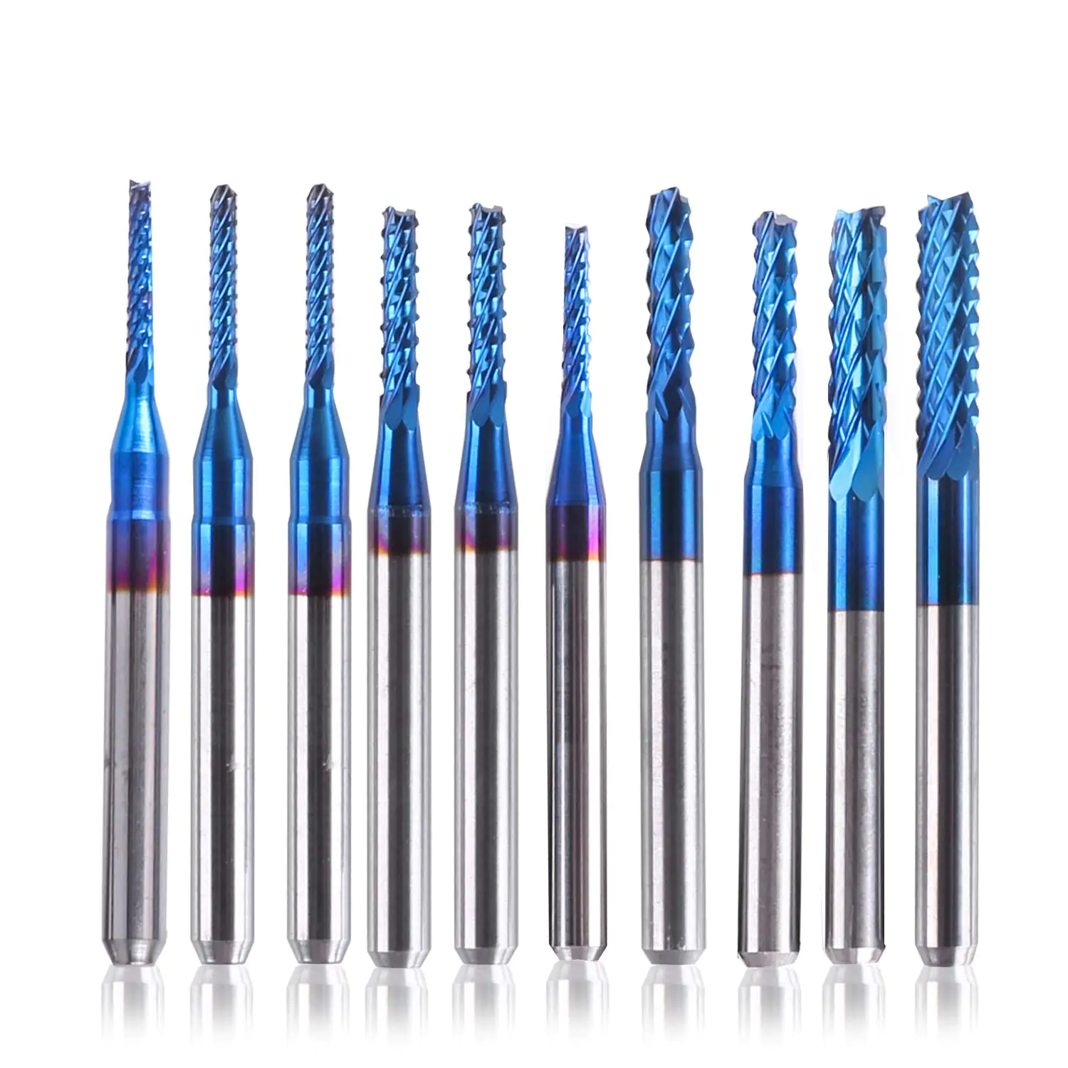 SainSmart Genmitsu 10Pcs Nano Blue Coat End Mill CNC Router Bits 1.5 3.175 mm 1 8 Shank Umart
