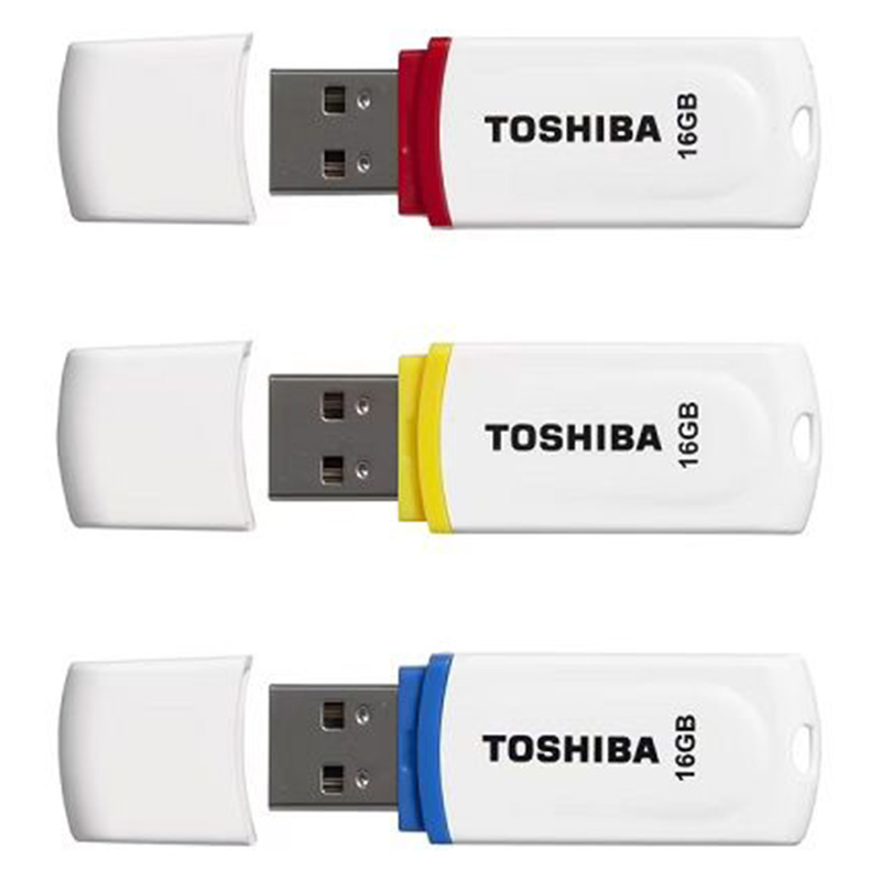 Toshiba PA02 16GB USB 2.0 Flash Drive Triple Pack Red,Blue,Orange ...