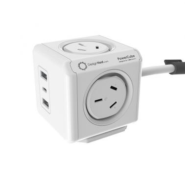 Allocacoc PowerCube Extended 4 Outlets 2 USB-A + 1 USB-C PD 20W with Surge 1.5M - White - Umart ...
