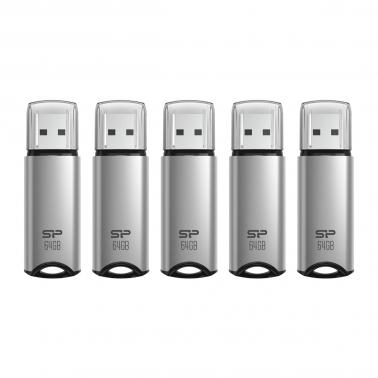 Silicon Power 64GB Marvel M02 USB 3.0 Flash Drive - Silver (5-Pack ...