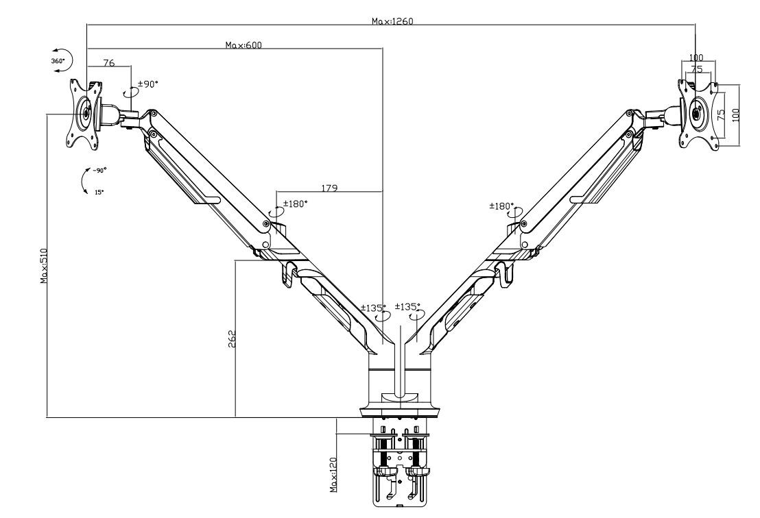 Loctek Premium Mount 17"-32" Dual Monitor Stand - Aluminum Gas Spring ...