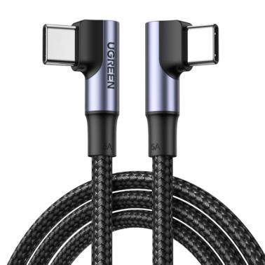 UGreen 90 Degree Angle USB-C to 90 Degree Angle USB-C Braided Black ...