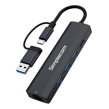 Simplecom USB-C and USB-A to 4-Port USB HUB with Gigabit Ethernet ...