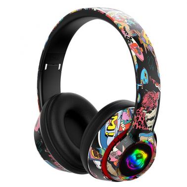 L750 Headsets Graffiti Headphones Wireless Bluetooth DJ In Mic RGB LED ...