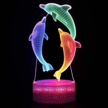 3D Night Light Dolphin LED Color Changing Light Bedroom Decorative ...