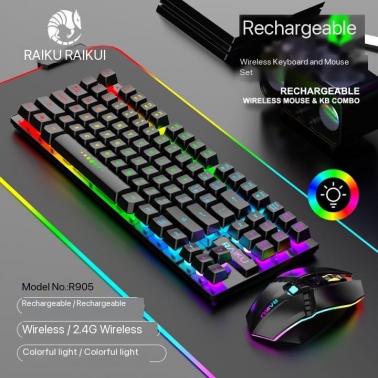 R905 Wireless Keyboard Mouse Combination Game Glowing Keyboard Set ...