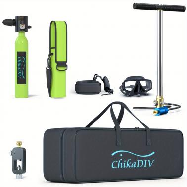 CHIKADIV C300Plus 0.5 Liter Mini Diving Cylinder Set C1-Green, Maximum ...