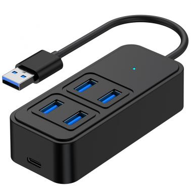 5-Port USB C Hub, Compact Size USB A Adapter with 4 USB 3.0 Ports & 1 ...