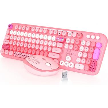 Wireless Keyboard and Mouse Combo 104 Keys Full Size Cordless Keyboard ...