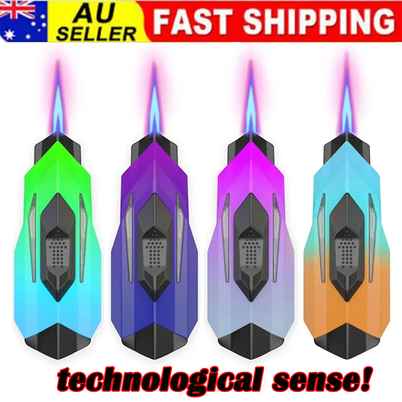 4pcs Refillable Jet Torch Butane Cigarette Cigar Lighter in Rainbow ...