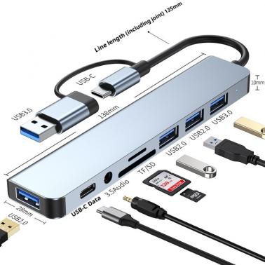 8-in-1 USB 3.0 Multiport Hub with SD & TF Card Reader, Multi-Port ...
